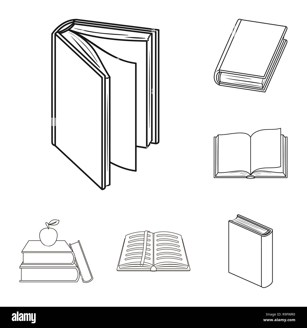 Vector illustration of library and textbook icon. Collection of library ...
