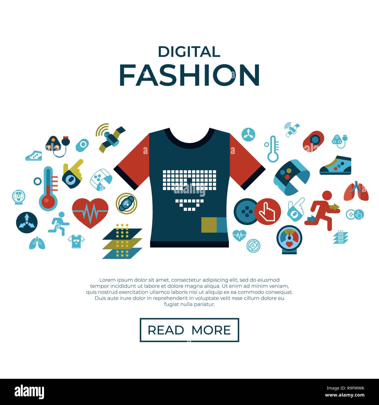 Digital vector smart clothes fashion gadget technology icons set ...