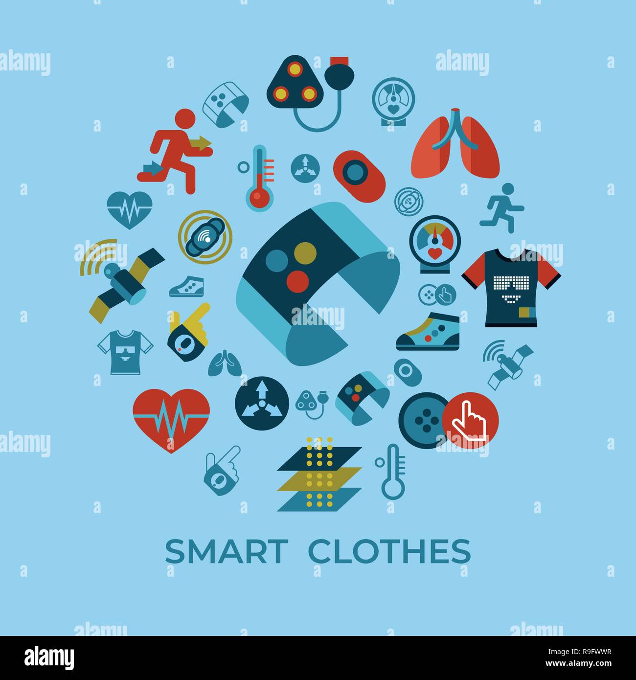 Digital vector smart clothes fashion gadget technology icons set ...