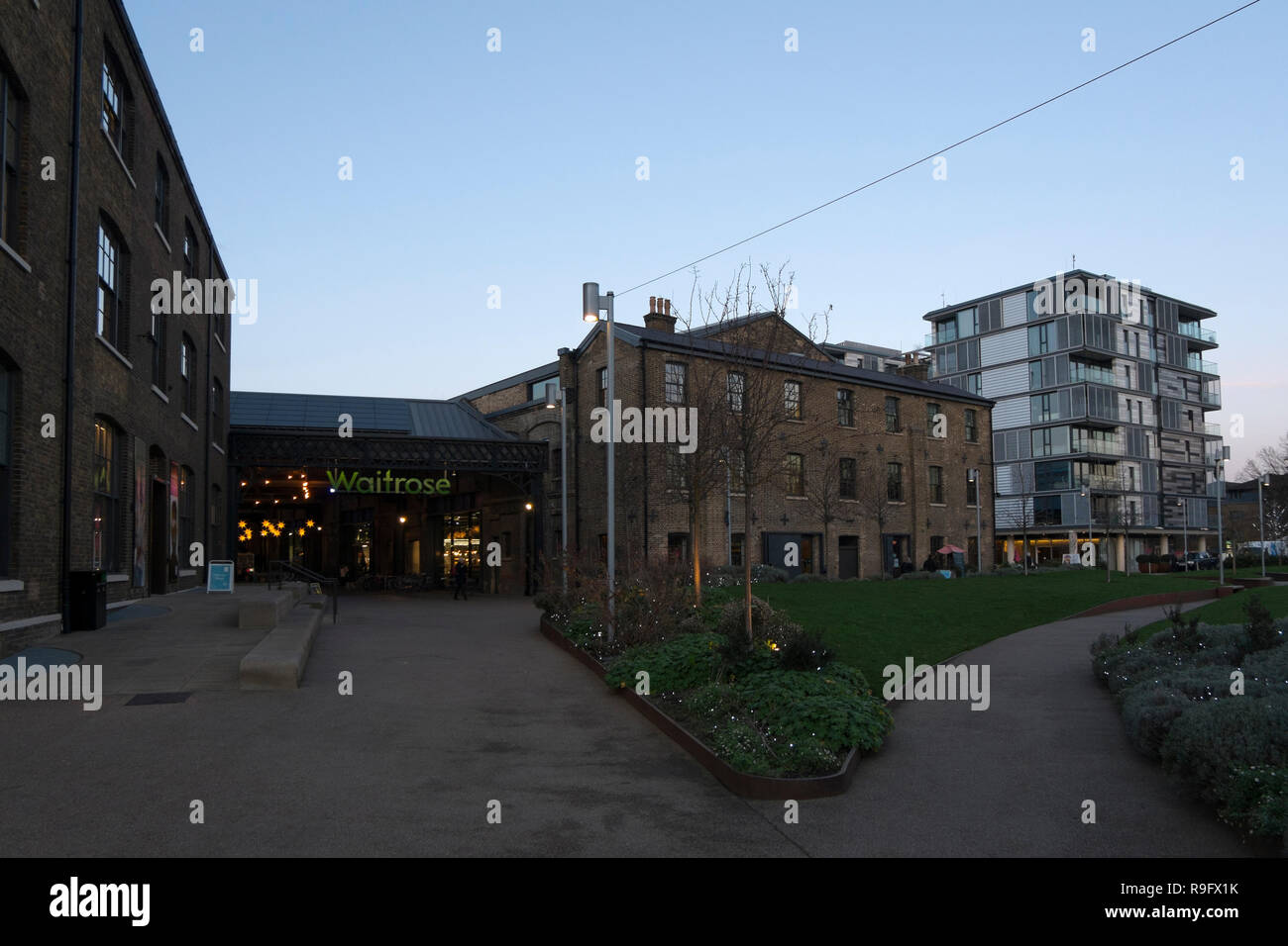 Waitrose supermarket at Wharf Road Gardens at new shopping district at ...