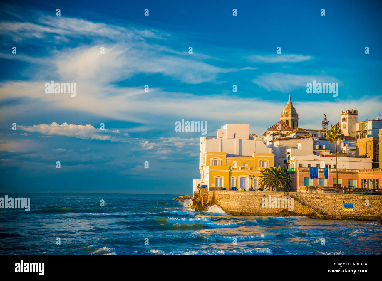 Spanish Beach Resort in Barcelona, Spain. Sitges area is known as a ...