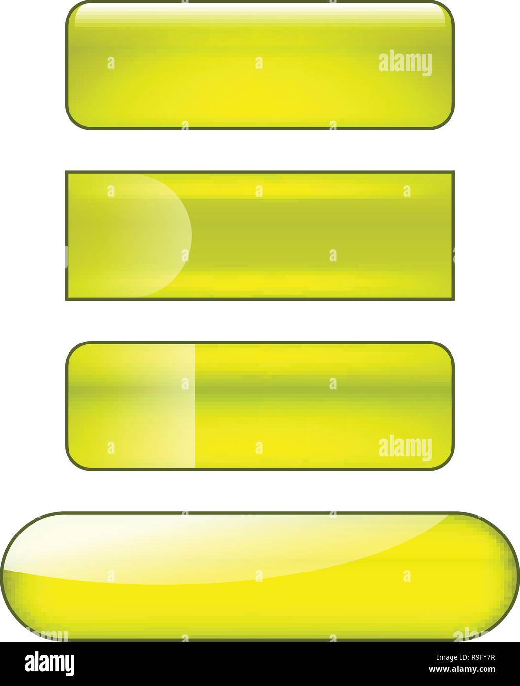 vector bright glossy web buttons set - green and yellow Stock Vector ...