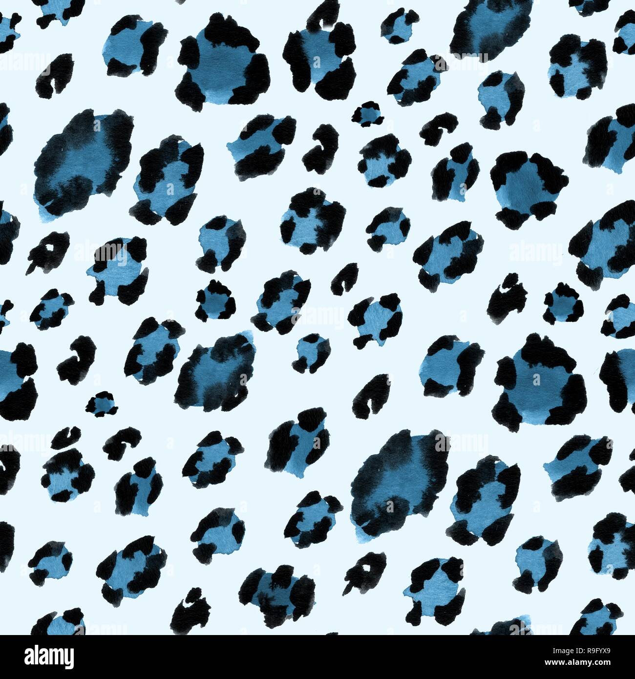 Blue leopard spots. Watercolor seamless pattern Stock Photo - Alamy