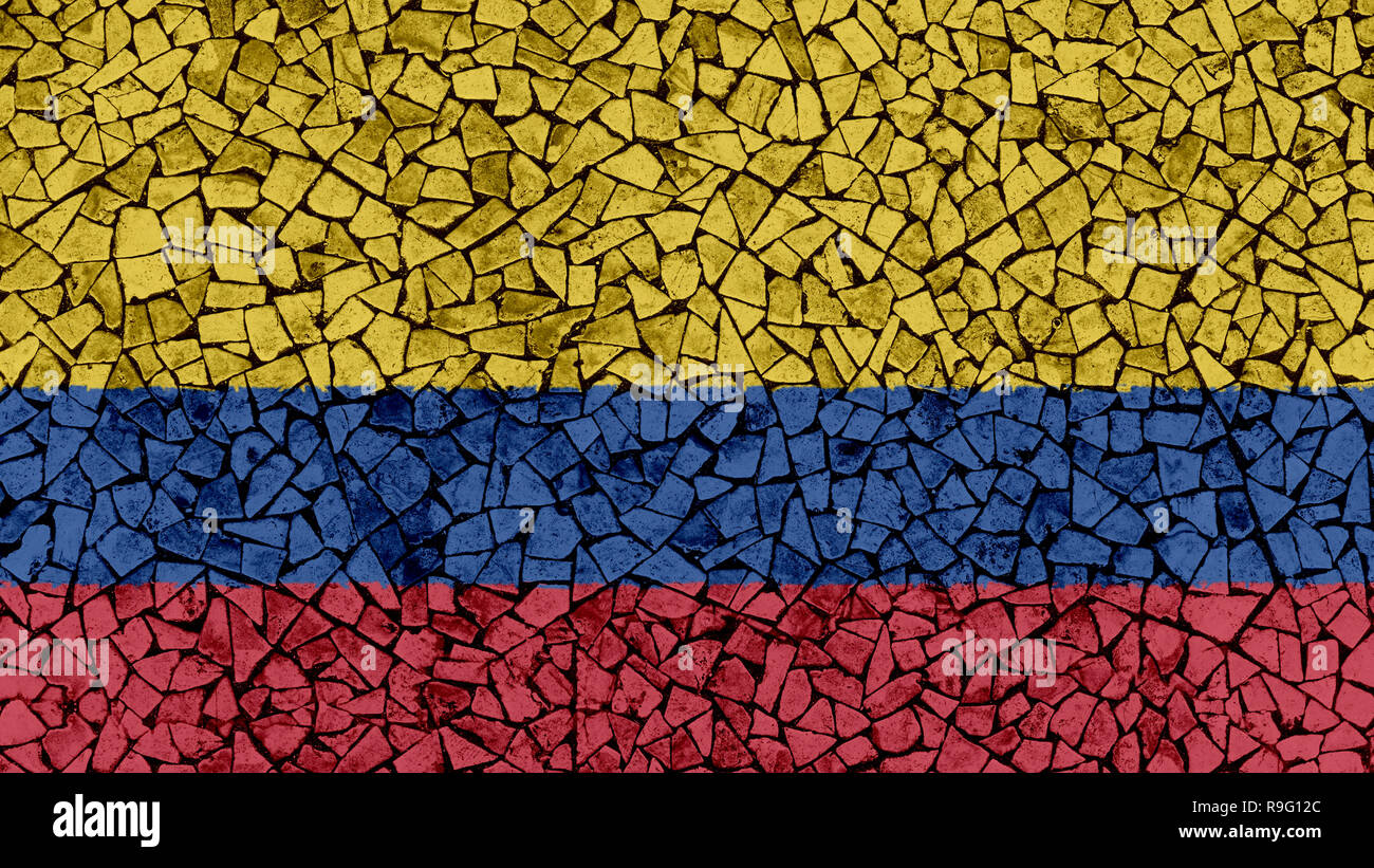 Mosaic Tiles Painting of Colombia Flag, Background Texture Stock Photo ...