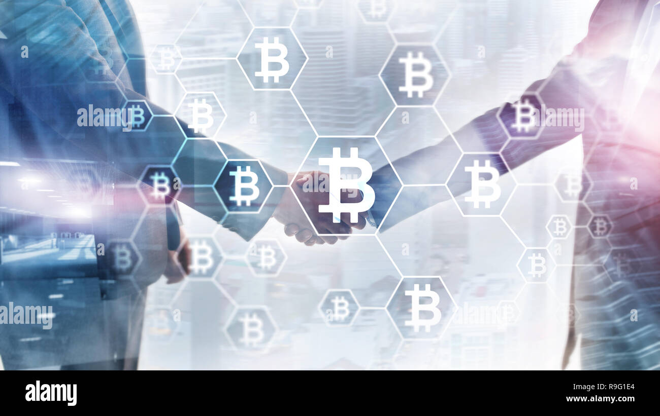 Bitcoin, Blockchain concept on server room background Stock Photo - Alamy
