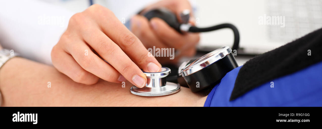 Female doctor arms make medic procedure closeup Stock Photo - Alamy