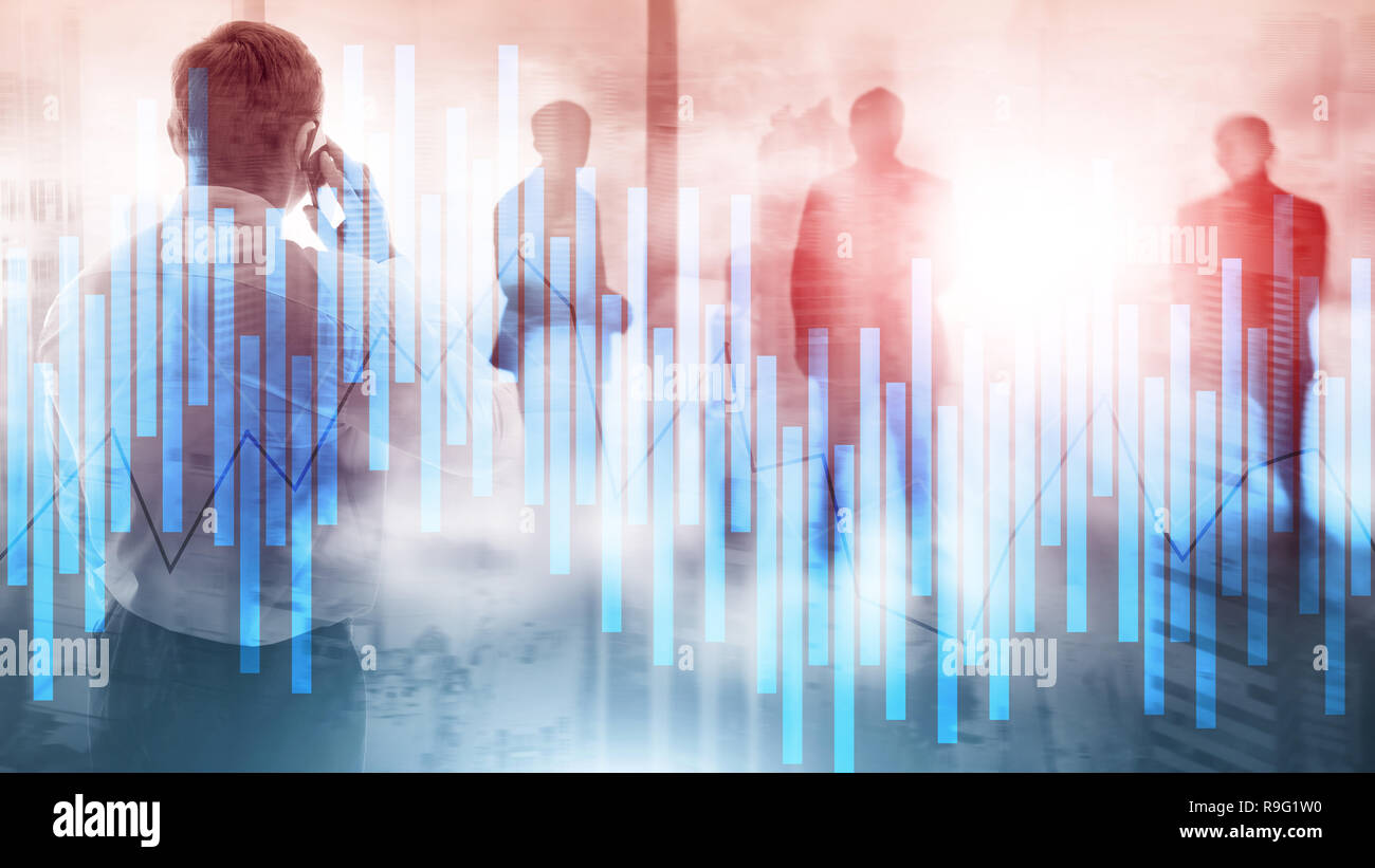 Trading and investment concept with candle chart, financial graph on ...