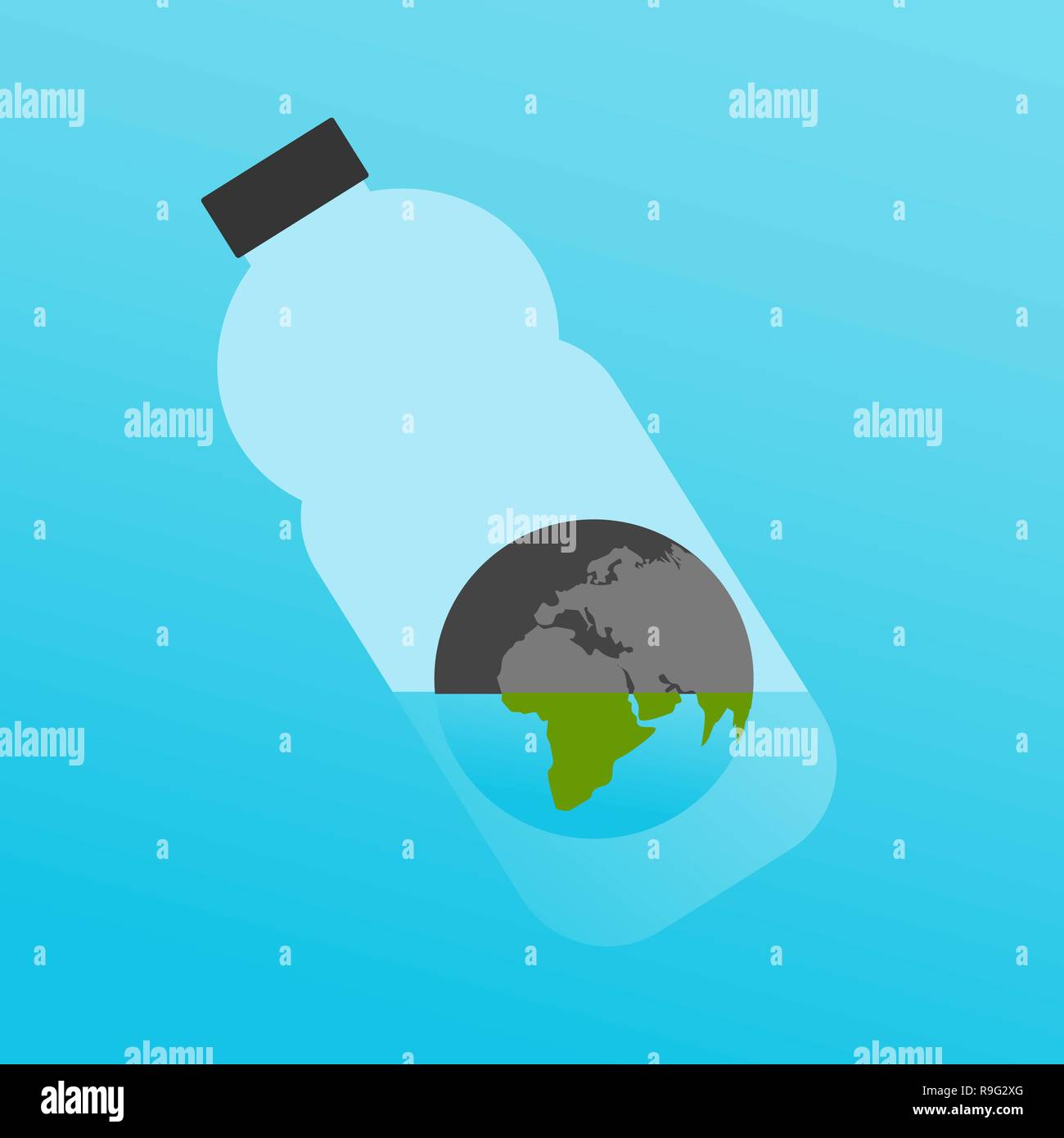 Vector Illustration: The Planet Earth in Plastic Bottle with a Little ...
