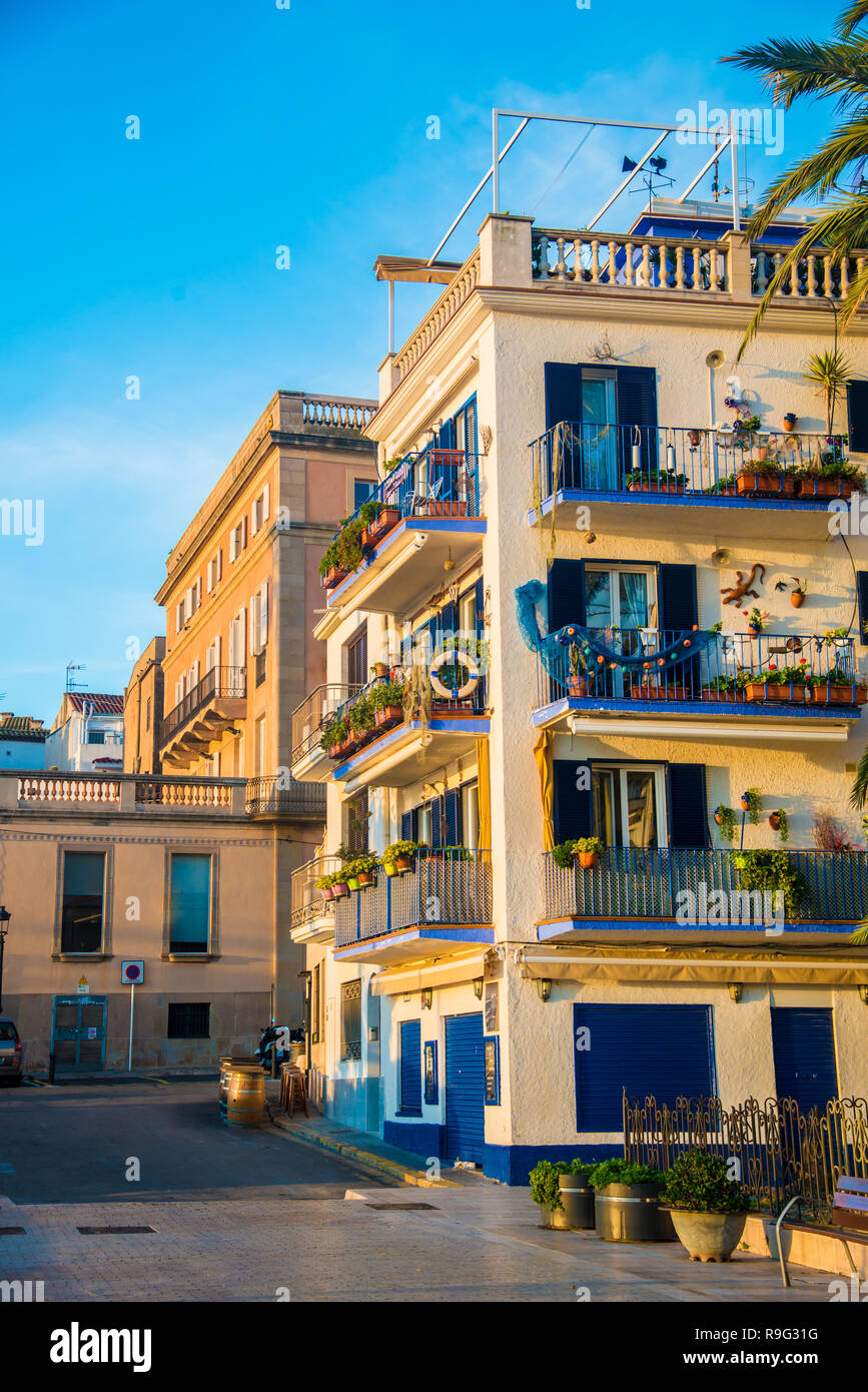 Spanish Beach Resort in Barcelona, Spain. Sitges area is known as a ...