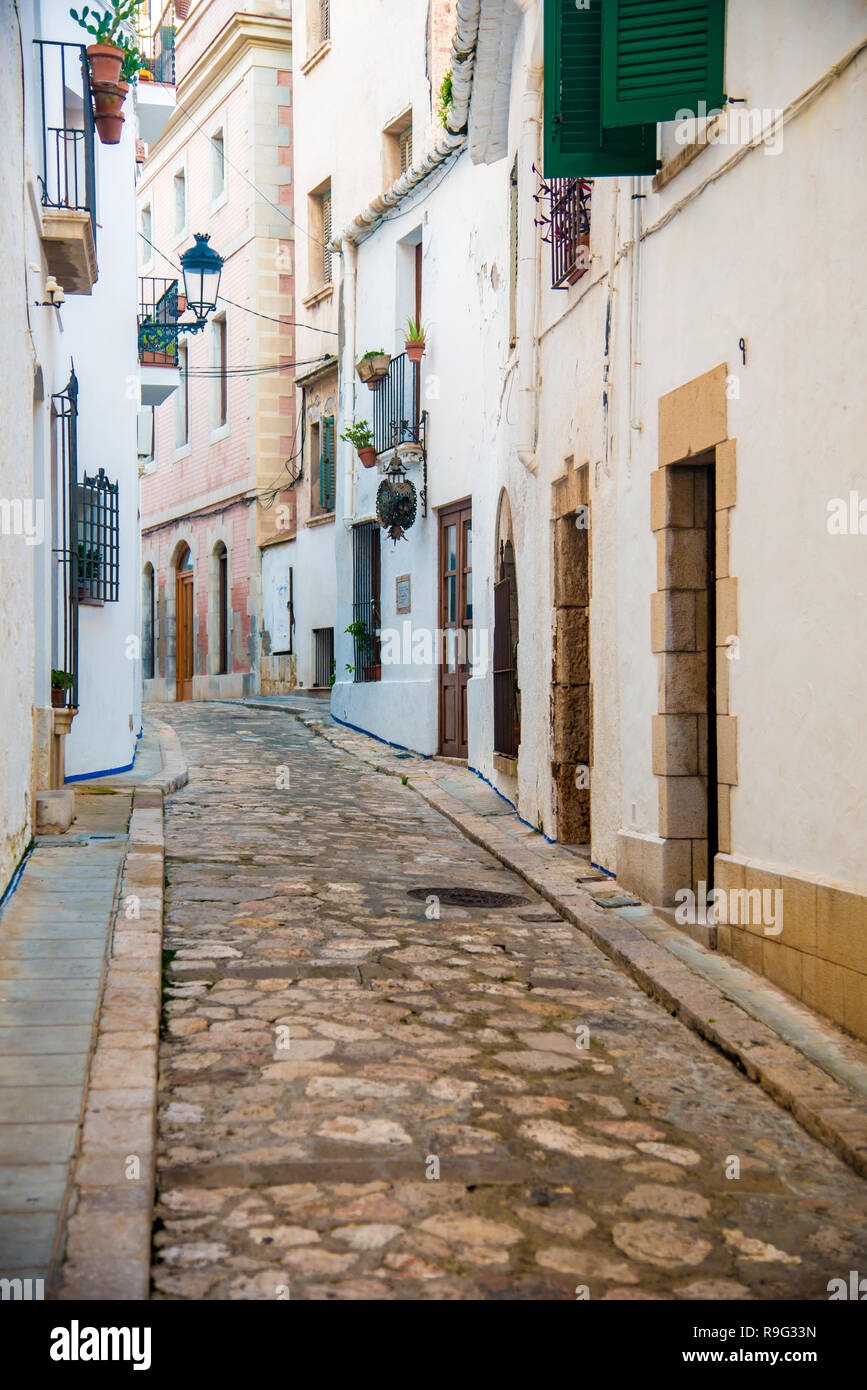 Spanish Beach Resort in Barcelona, Spain. Sitges area is known as a ...