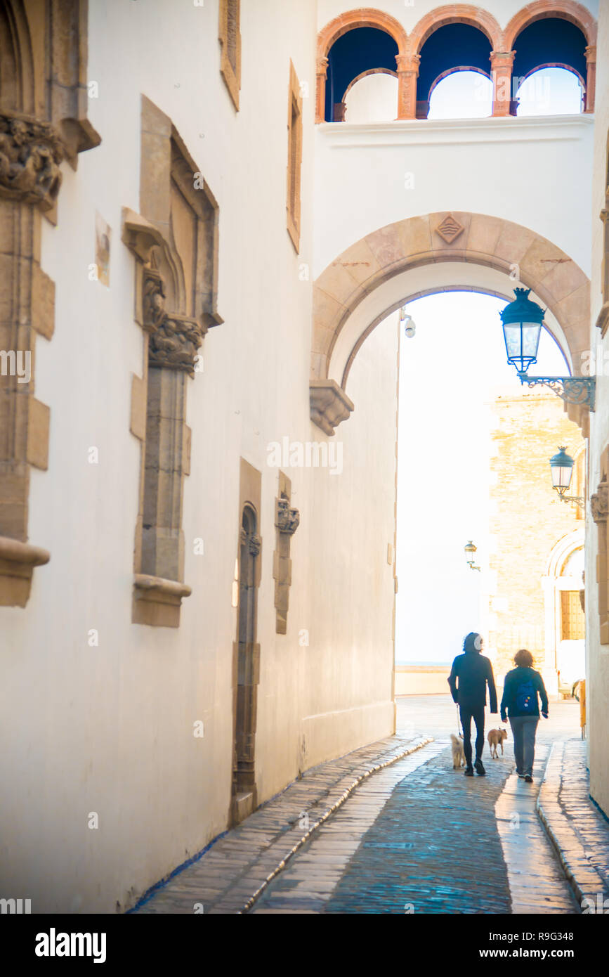 Spanish Beach Resort in Barcelona, Spain. Sitges area is known as a ...
