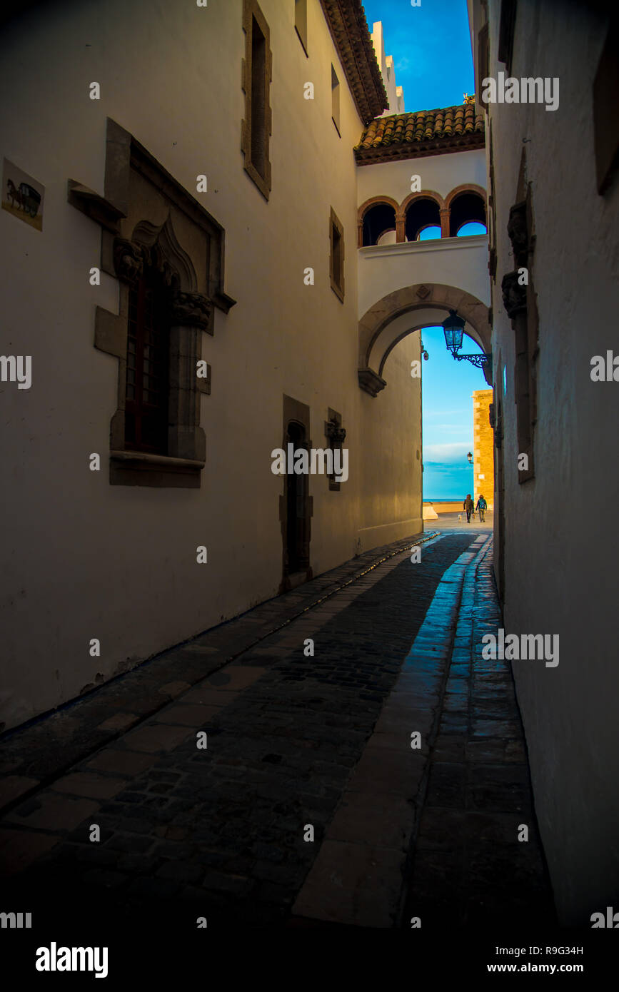 Spanish Beach Resort in Barcelona, Spain. Sitges area is known as a ...