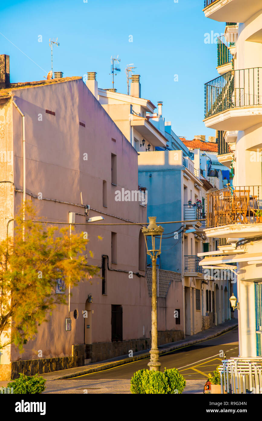 Spanish Beach Resort in Barcelona, Spain. Sitges area is known as a ...
