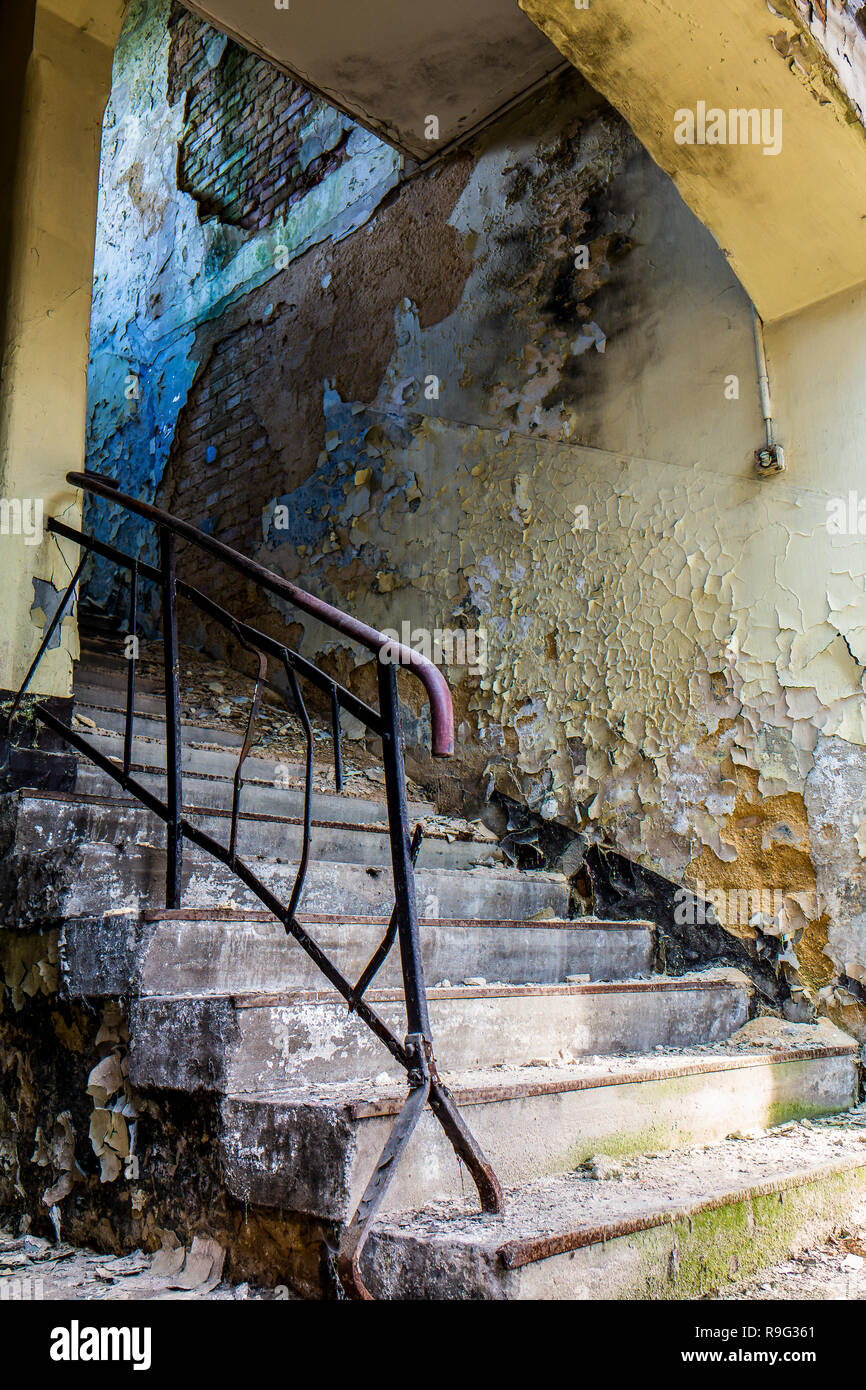 Lost Places GDR factory old stairwell Stock Photo - Alamy