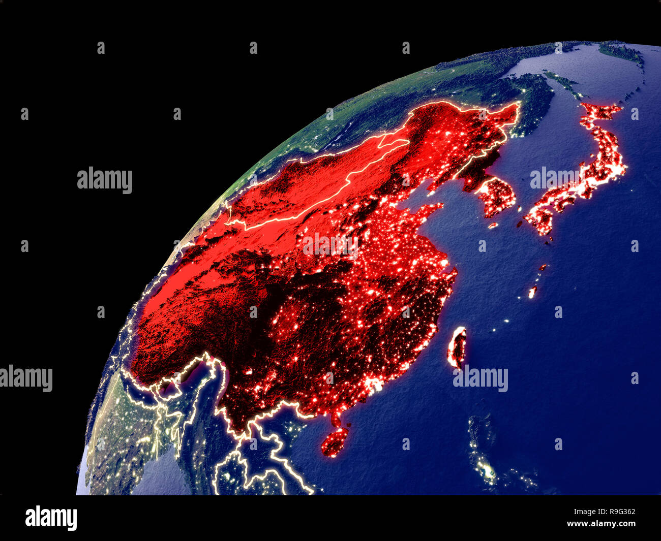 East asia map satellite hi-res stock photography and images - Alamy