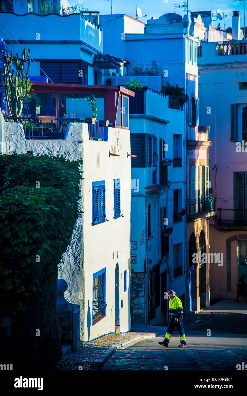 Spanish Beach Resort in Barcelona, Spain. Sitges area is known as a ...