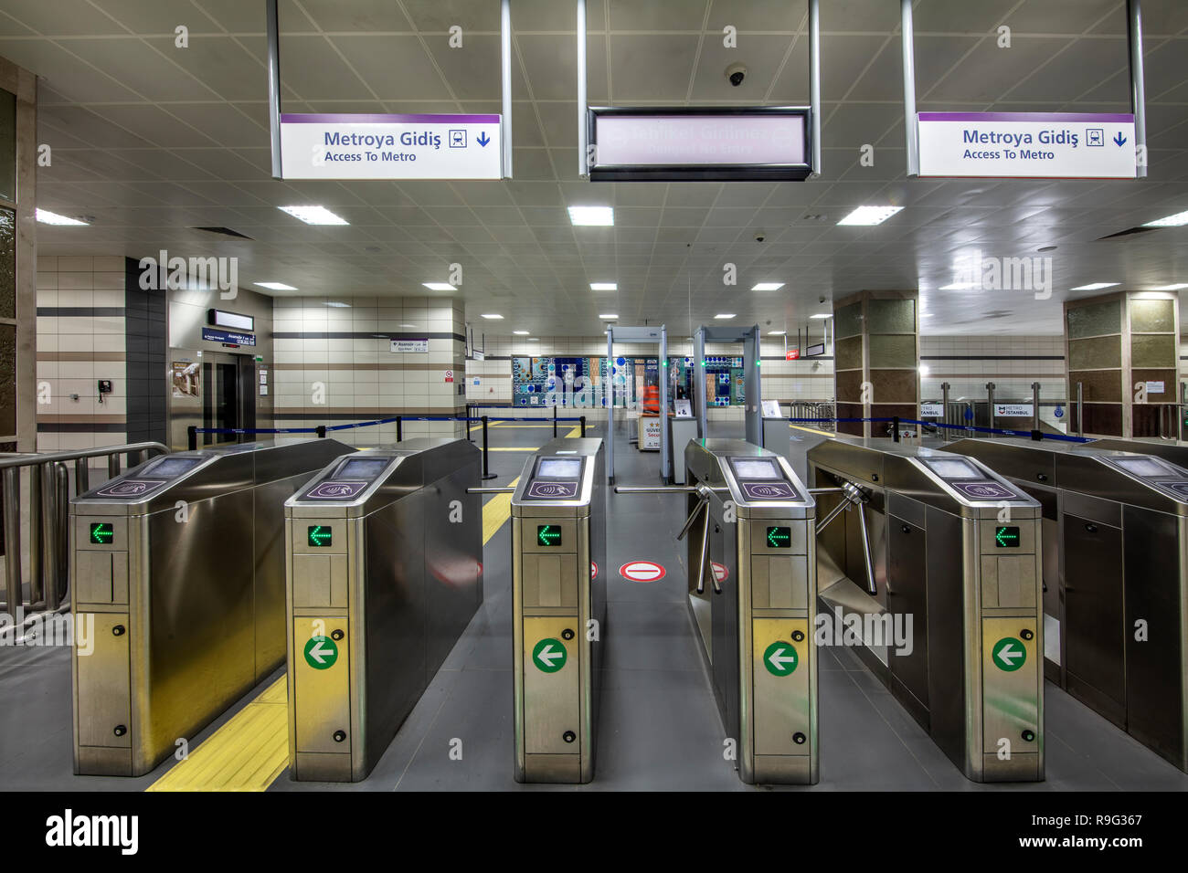 Istanbul, Turkey - December 21, 2018; Interior of Istanbul Metro, M5 ...
