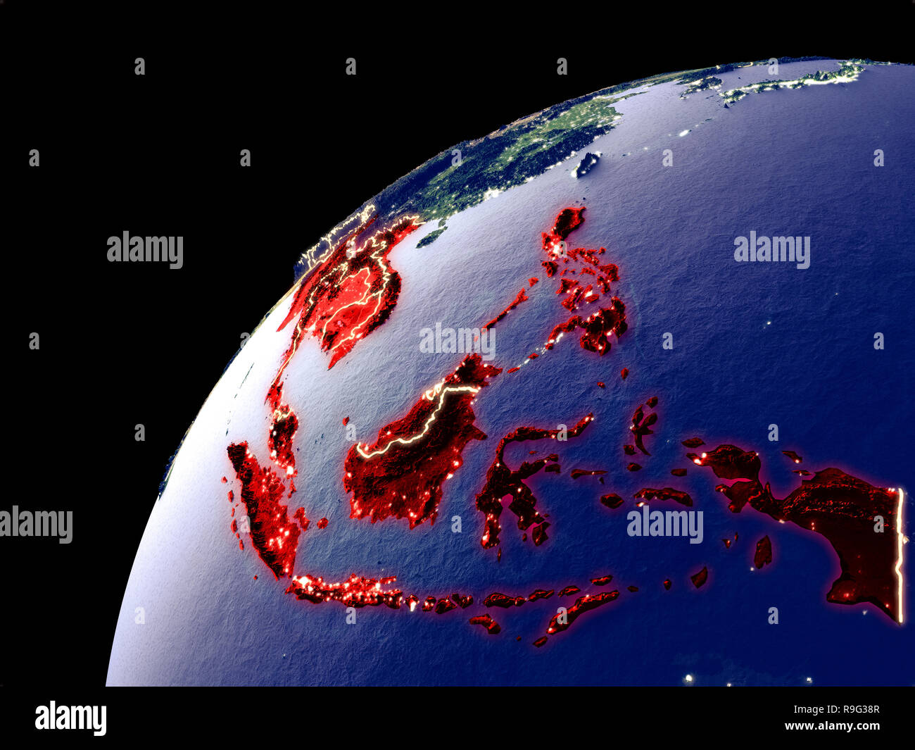 East asia map satellite hi-res stock photography and images - Alamy
