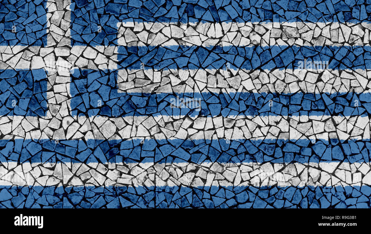 Mosaic Tiles Painting of Greece Flag, Background Texture Stock Photo ...