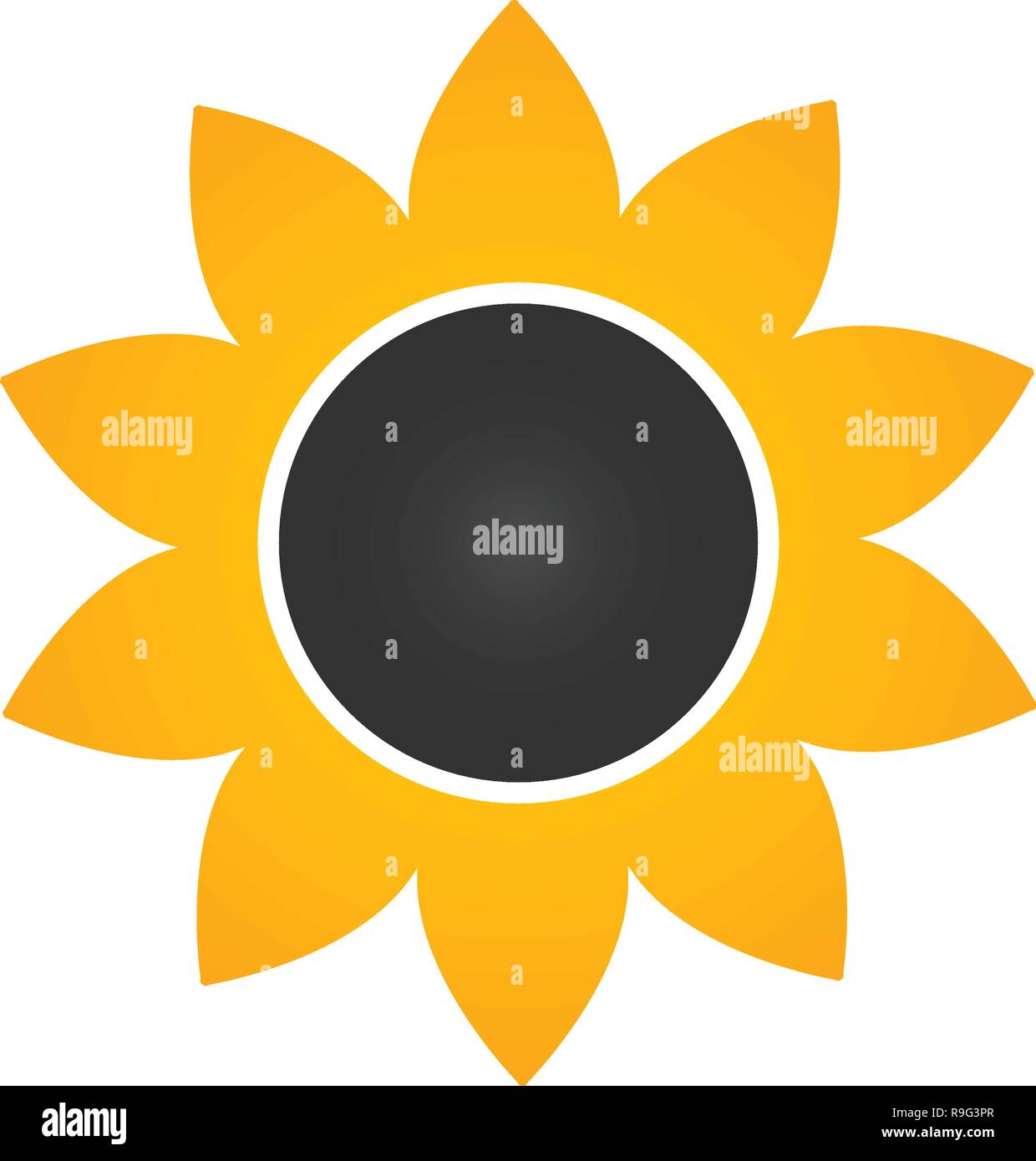 Sunflower icon in flat style Vector Illustration isolated on white ...
