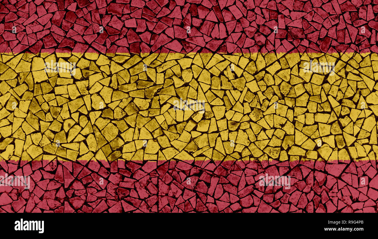 Mosaic Tiles Painting of Spain Flag, Background Texture Stock Photo - Alamy