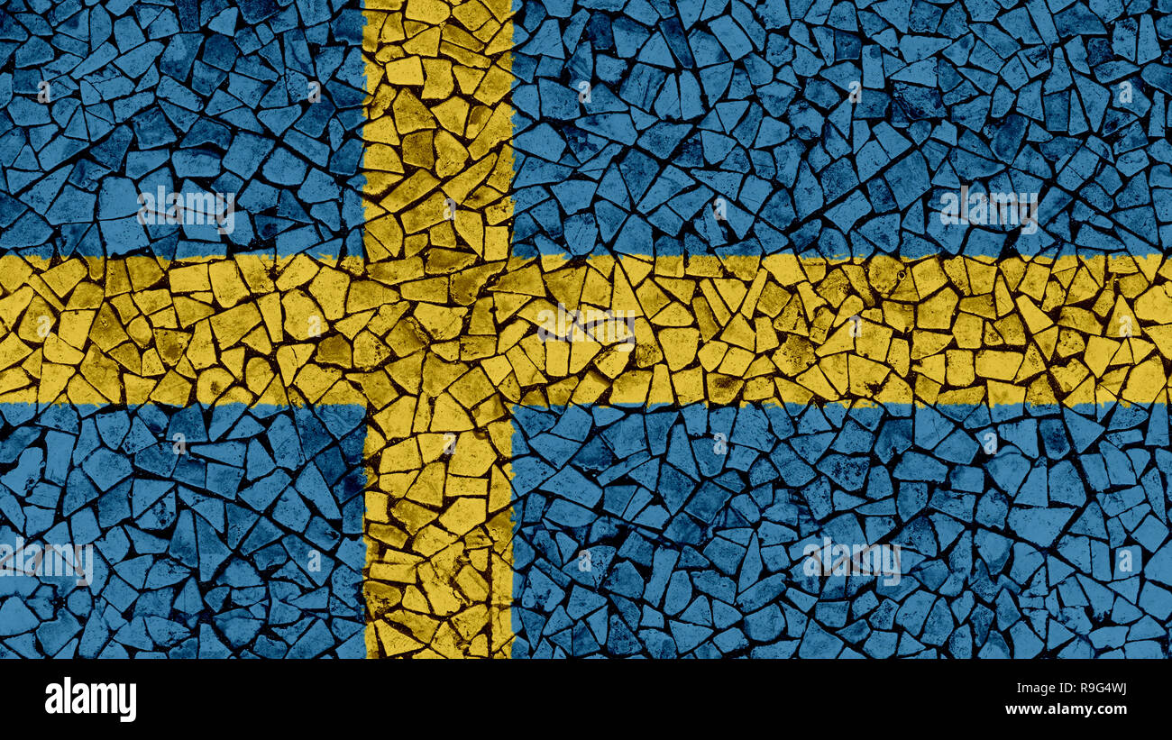 Mosaic Tiles Painting of Sweden Flag, Background Texture Stock Photo ...