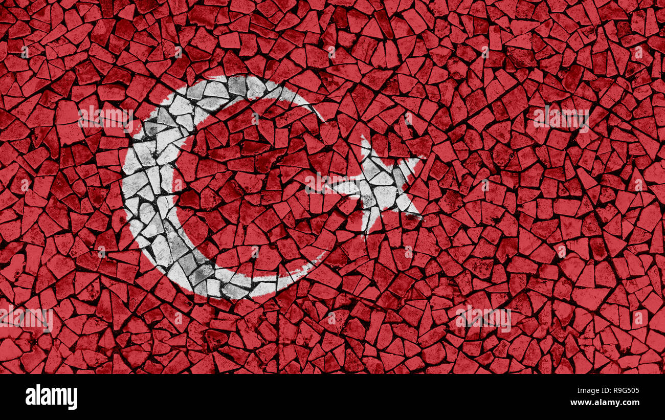 Mosaic Tiles Painting of Turkey Flag, Background Texture Stock Photo ...