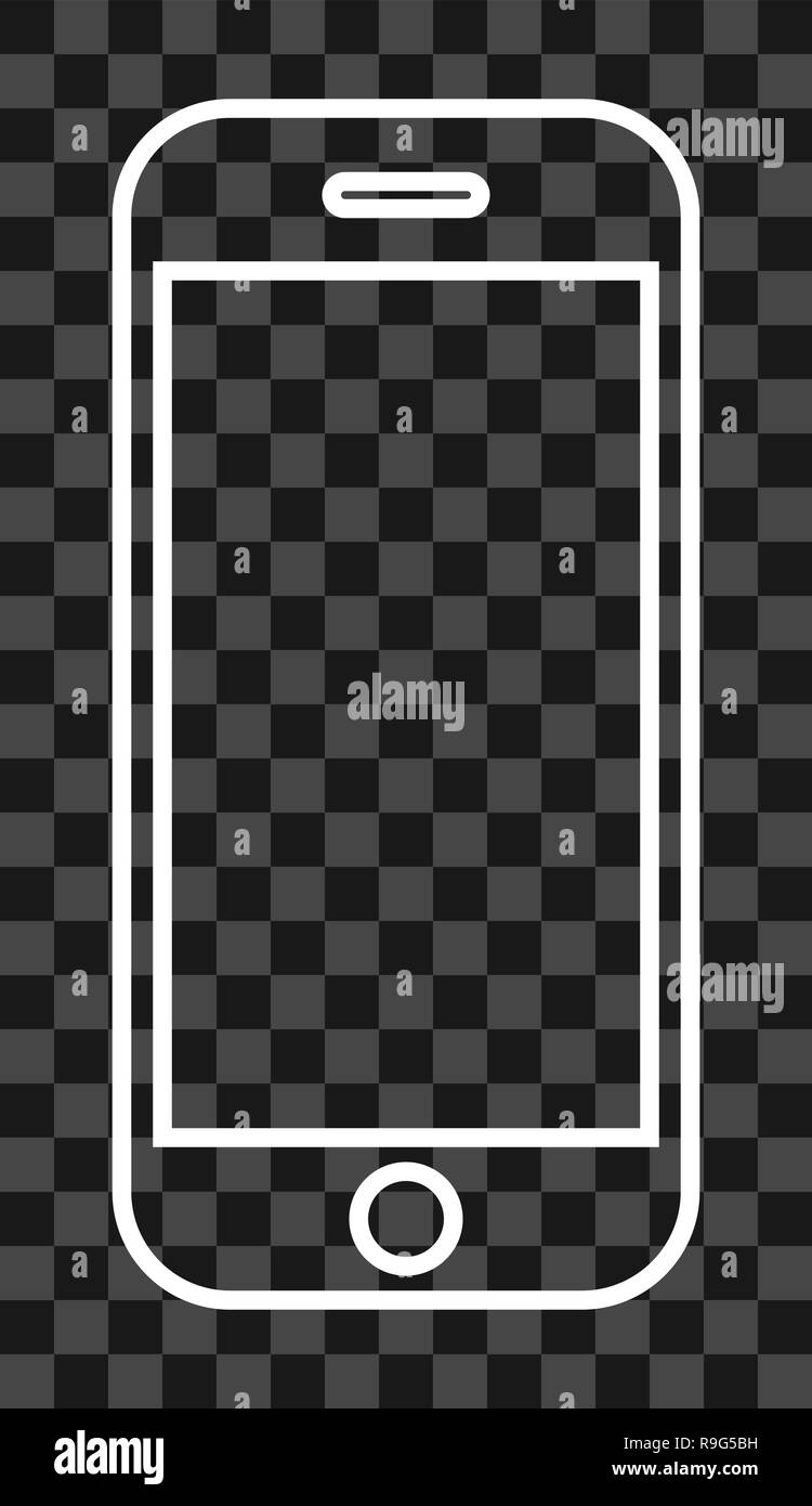 Smartphone icon symbol - white simple outlined, isolated - vector ...