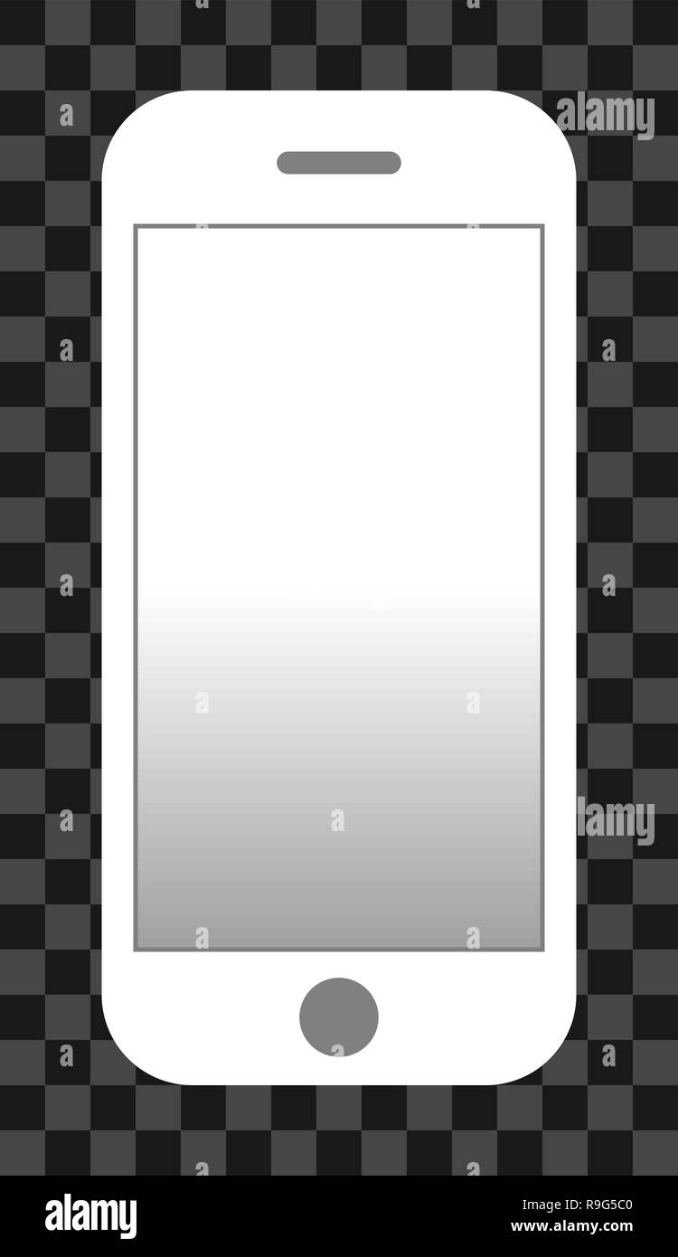 Smartphone icon - white with turned on white gradient screen, isolated ...