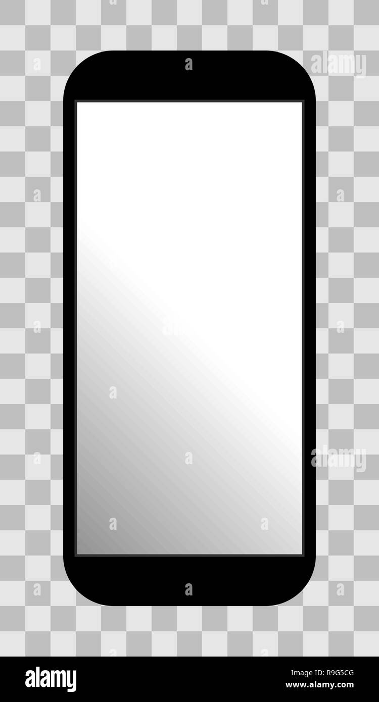 Smartphone icon - black with turned on white gradient screen, isolated ...
