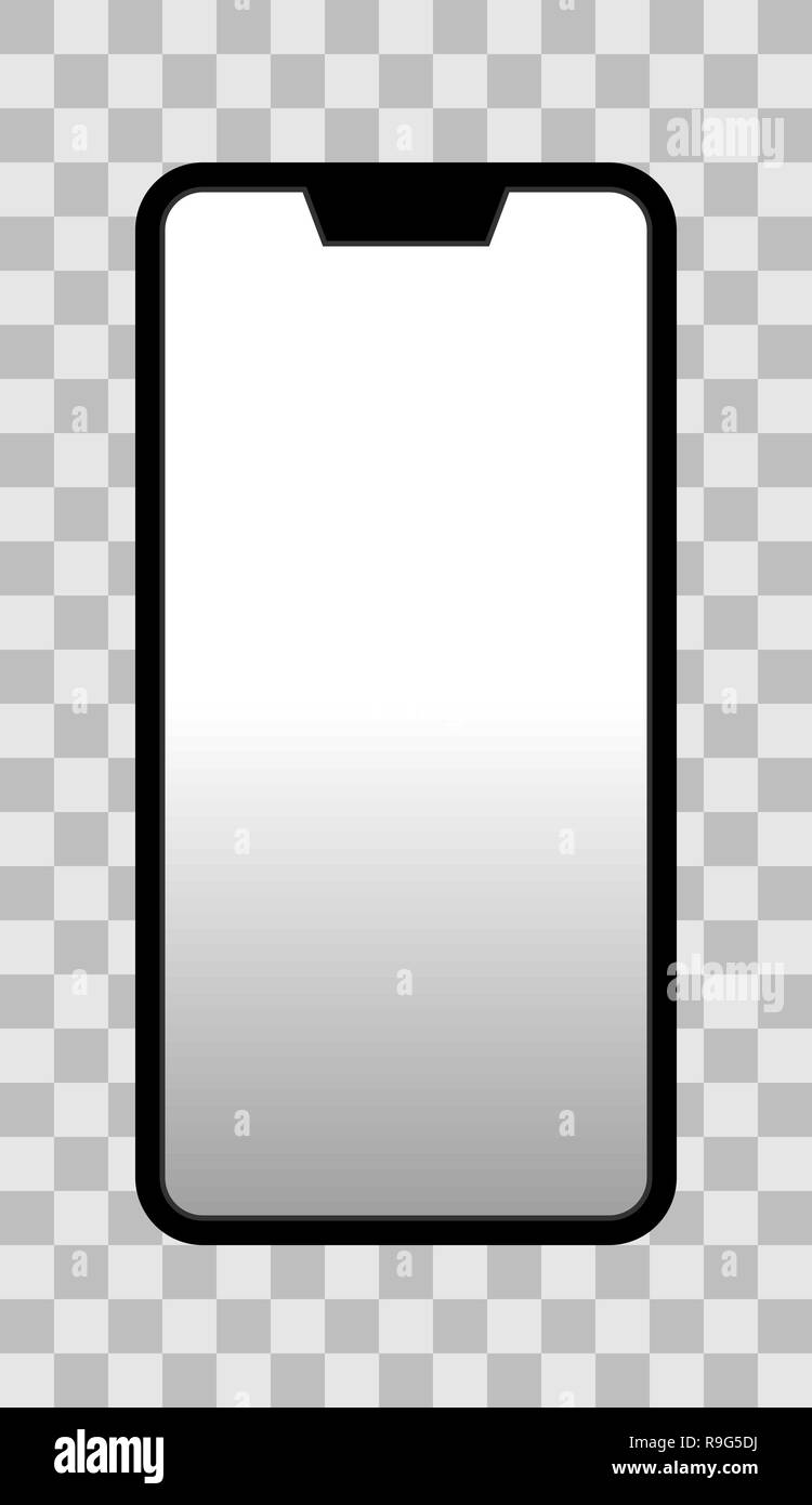 Smartphone icon - black with turned on white gradient screen with notch ...