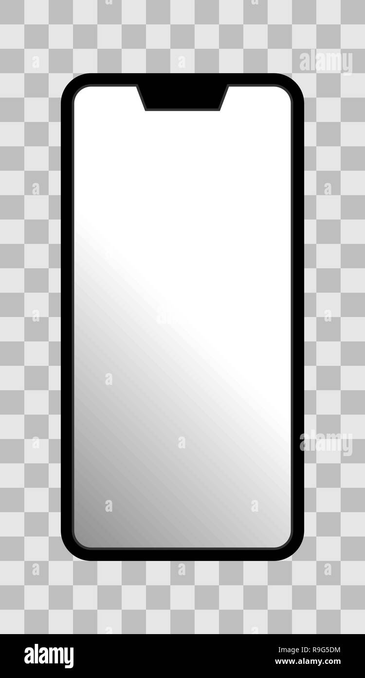 Smartphone icon - black with turned on white gradient screen with notch ...