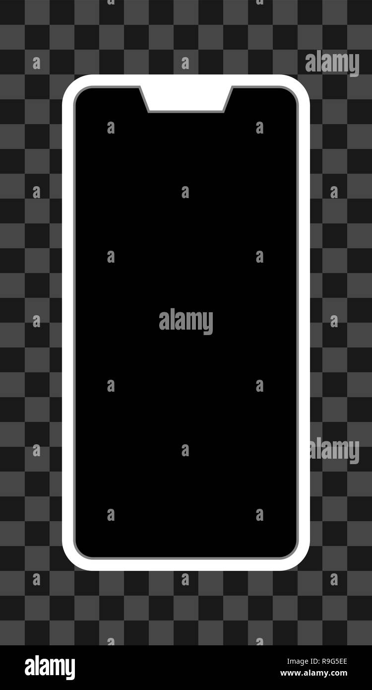 Smartphone icon - white with turned off black screen with notch, bezel ...