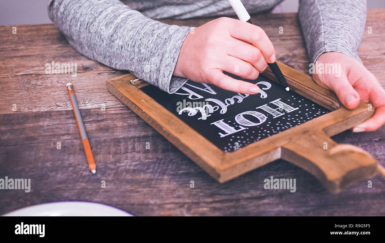 Step by step. Writing chalk board sign-Hot Chocolate Bar- for hot ...