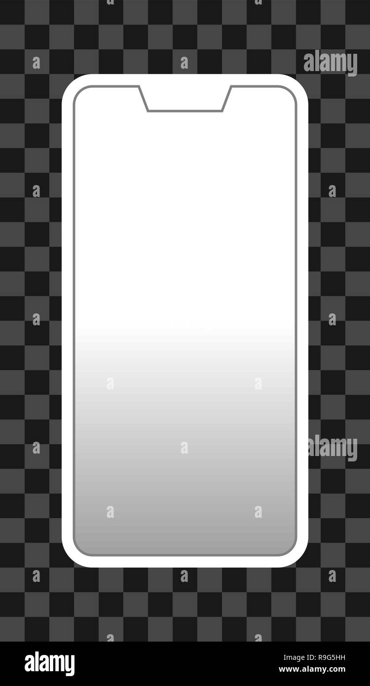 Smartphone icon - white with turned on white gradient screen with notch ...