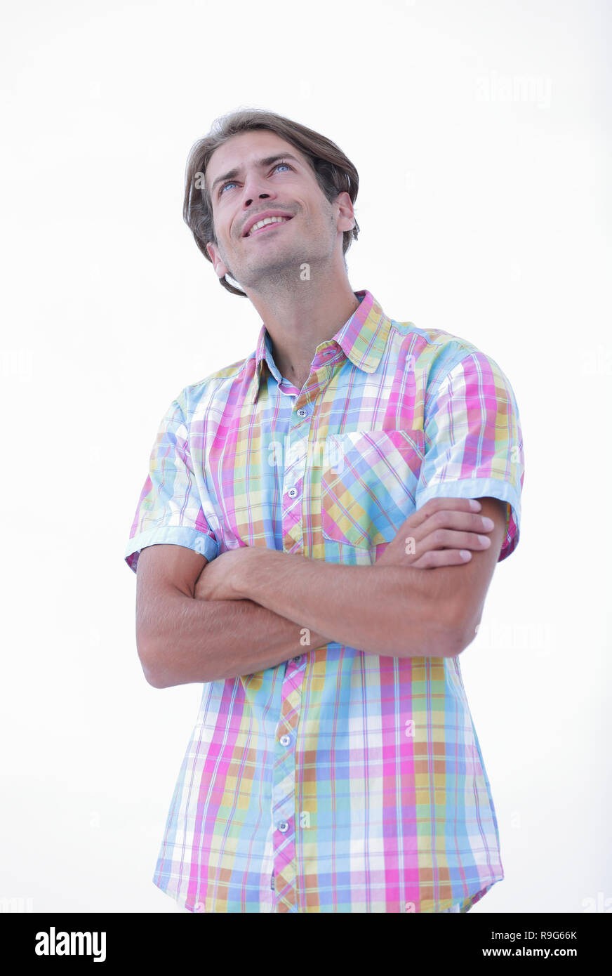 closeup. the modern man looks up Stock Photo - Alamy