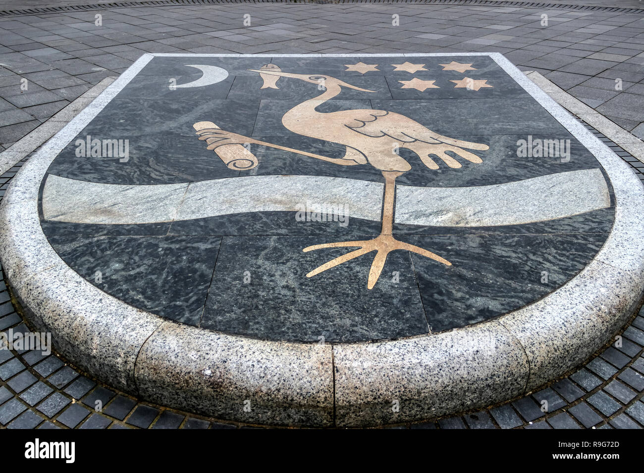 Croatia - The coat of arms of the town of Slavonski Brod placed on a ...