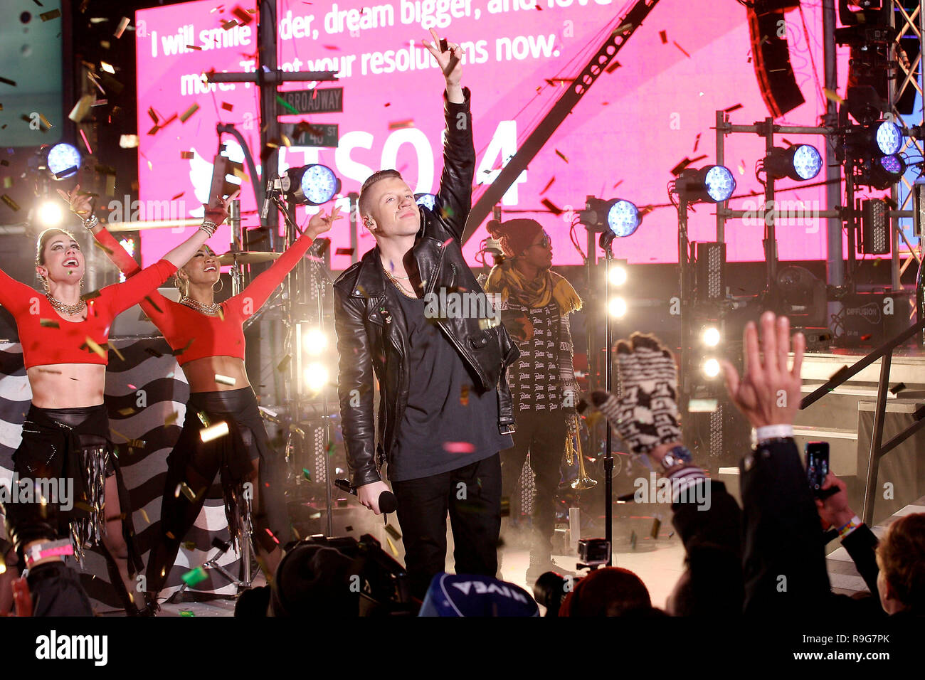 NEW YORK, NY - DECEMBER 31: Macklemore performs on stage at the New ...