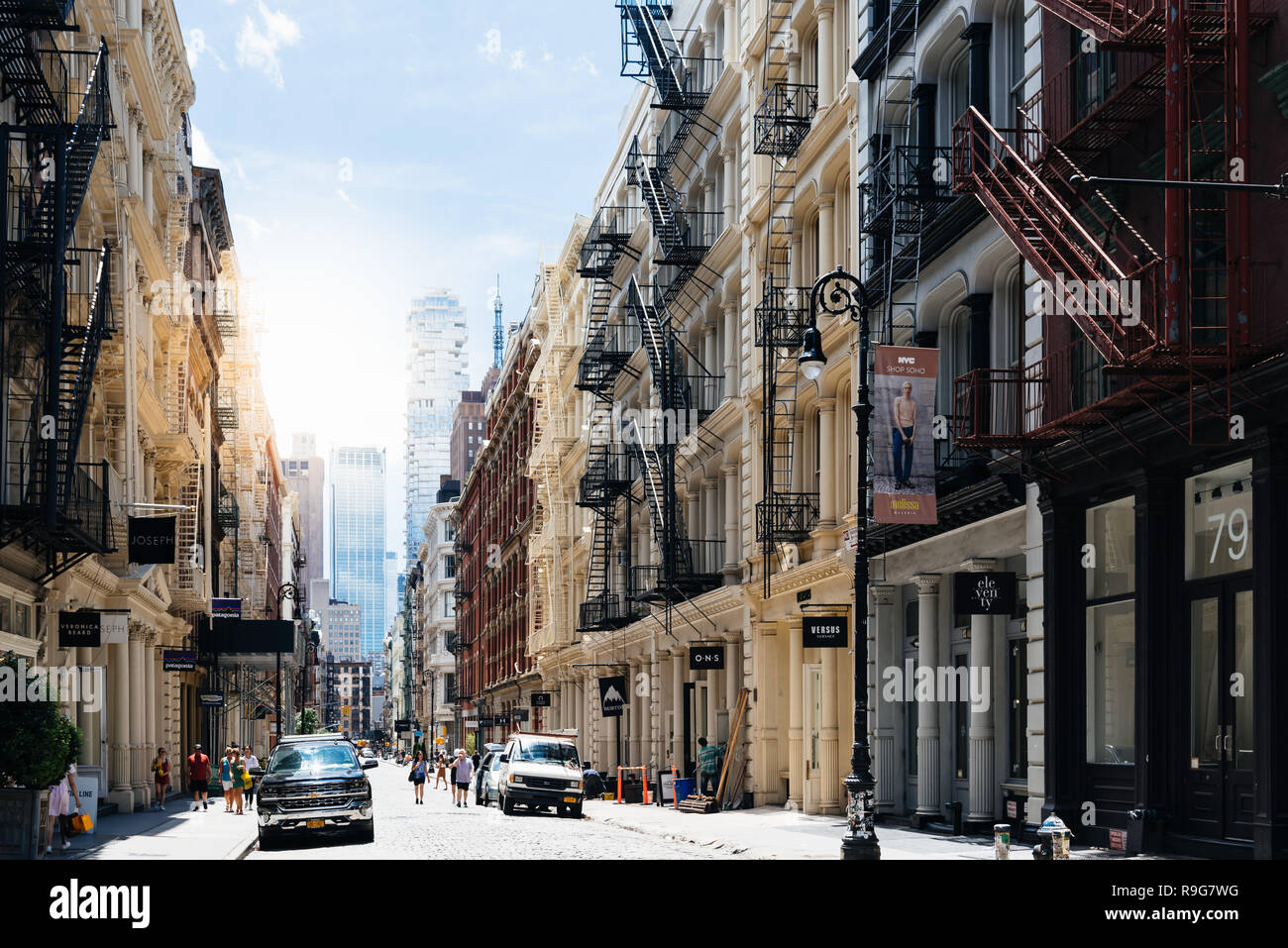 New York City, USA - June Scenic view of Greene Street with luxury ...