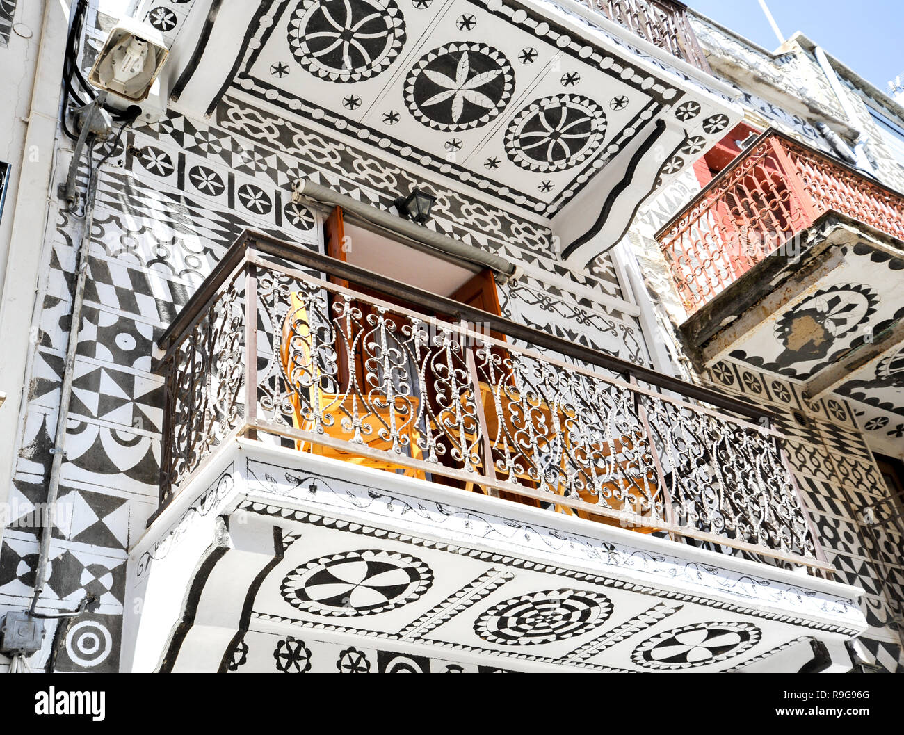 Ancient stone wall patterns in Pygri village of Chios Island, Greece ...