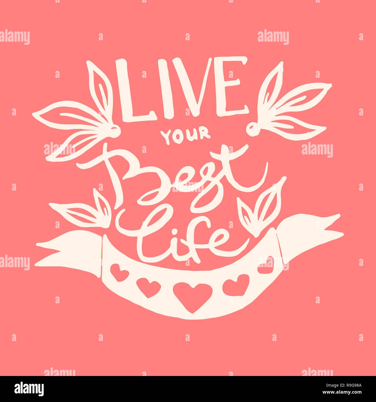 Live your best life handwriting monogram calligraphy. Phrase poster ...