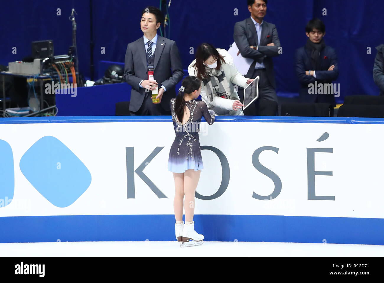 (L-R) Yamato Tamura coach, Rika Kihira, Mie Hamada coach, DECEMBER 22 ...