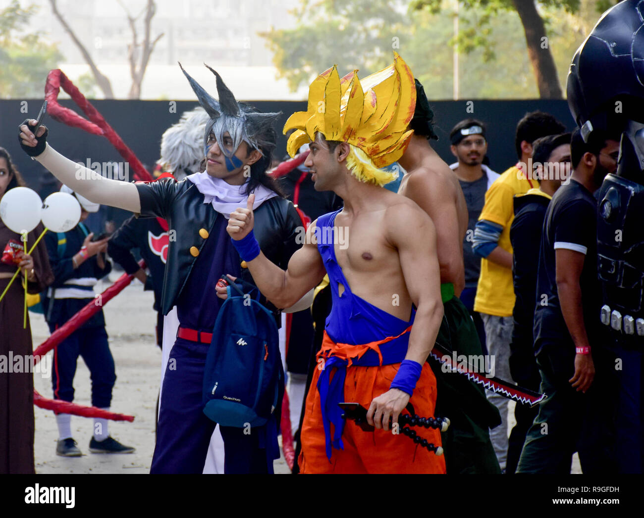 Mumbai, India. 23rd Dec, 2018. A Cosplayer seen taking a selfie during ...