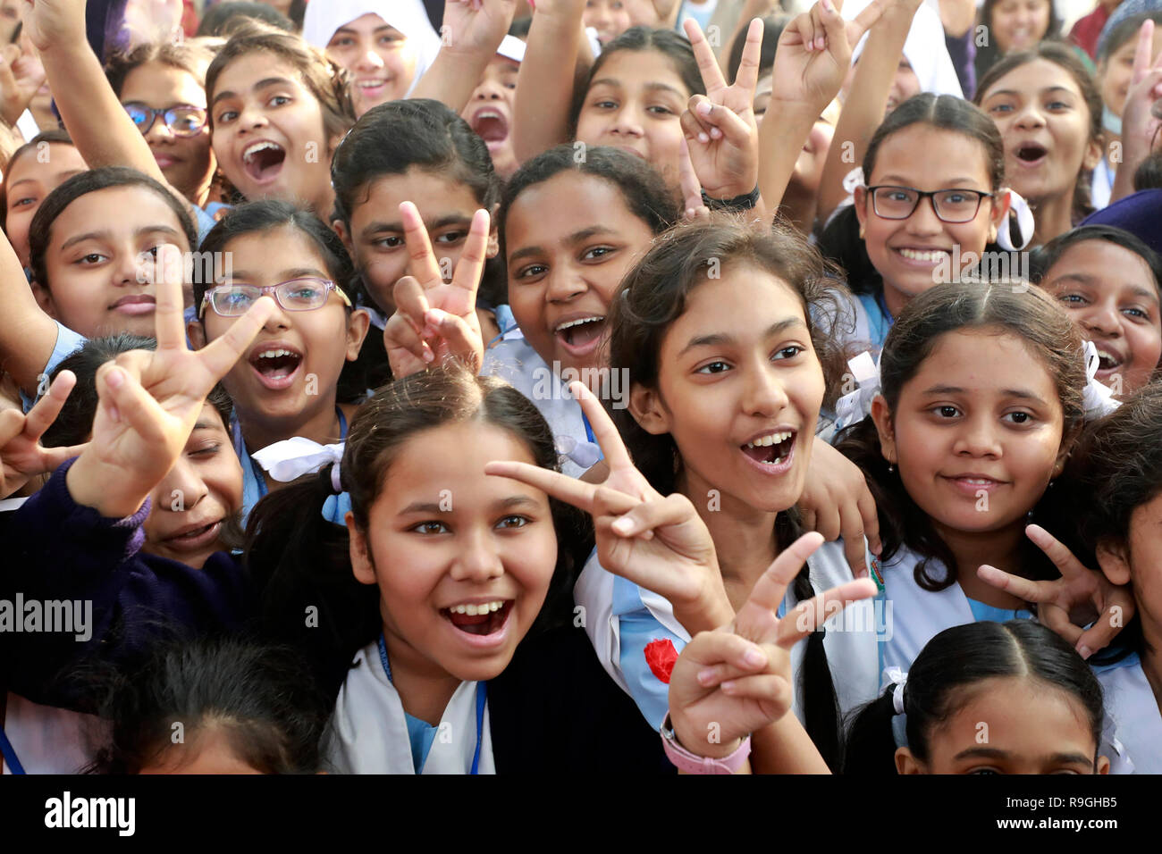 Dhaka, Bangladesh - December 24, 2018: Students of Viqarunnisa Noon ...