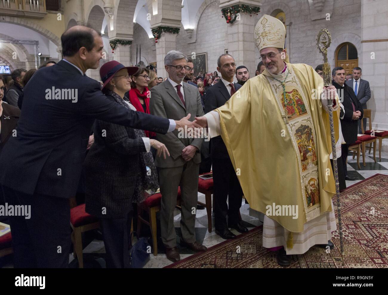 Bethlehem, West Bank, Palestinian Territory. 24th Dec, 2018. Archbishop ...