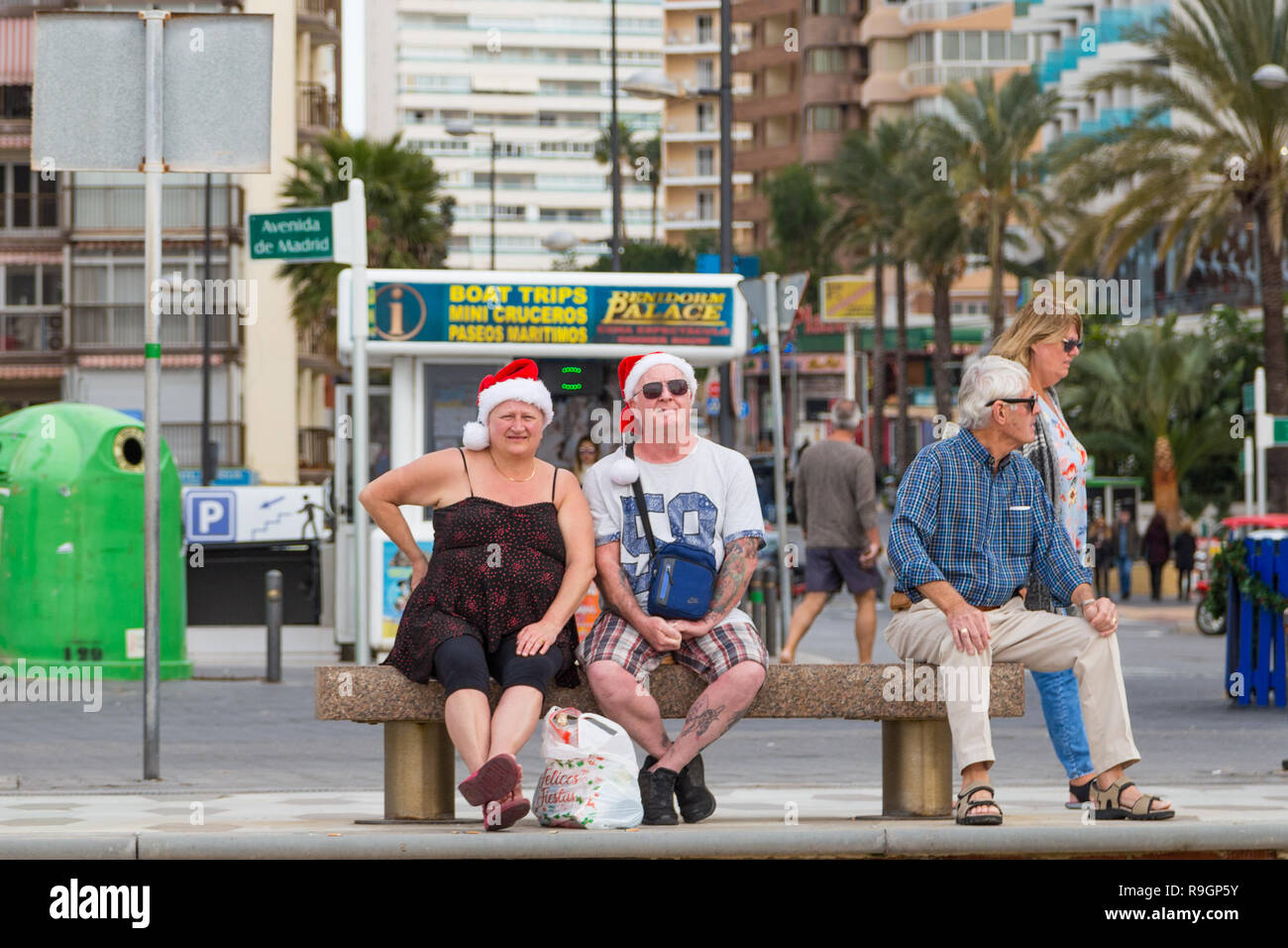 Benidorm, Costa Blanca, Spain, 25th December 2018. British tourists ...