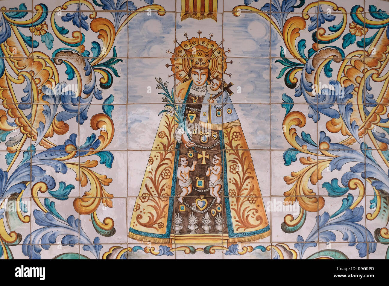 A mosaic painting depicting Mary and the infant Jesus donated by the ...