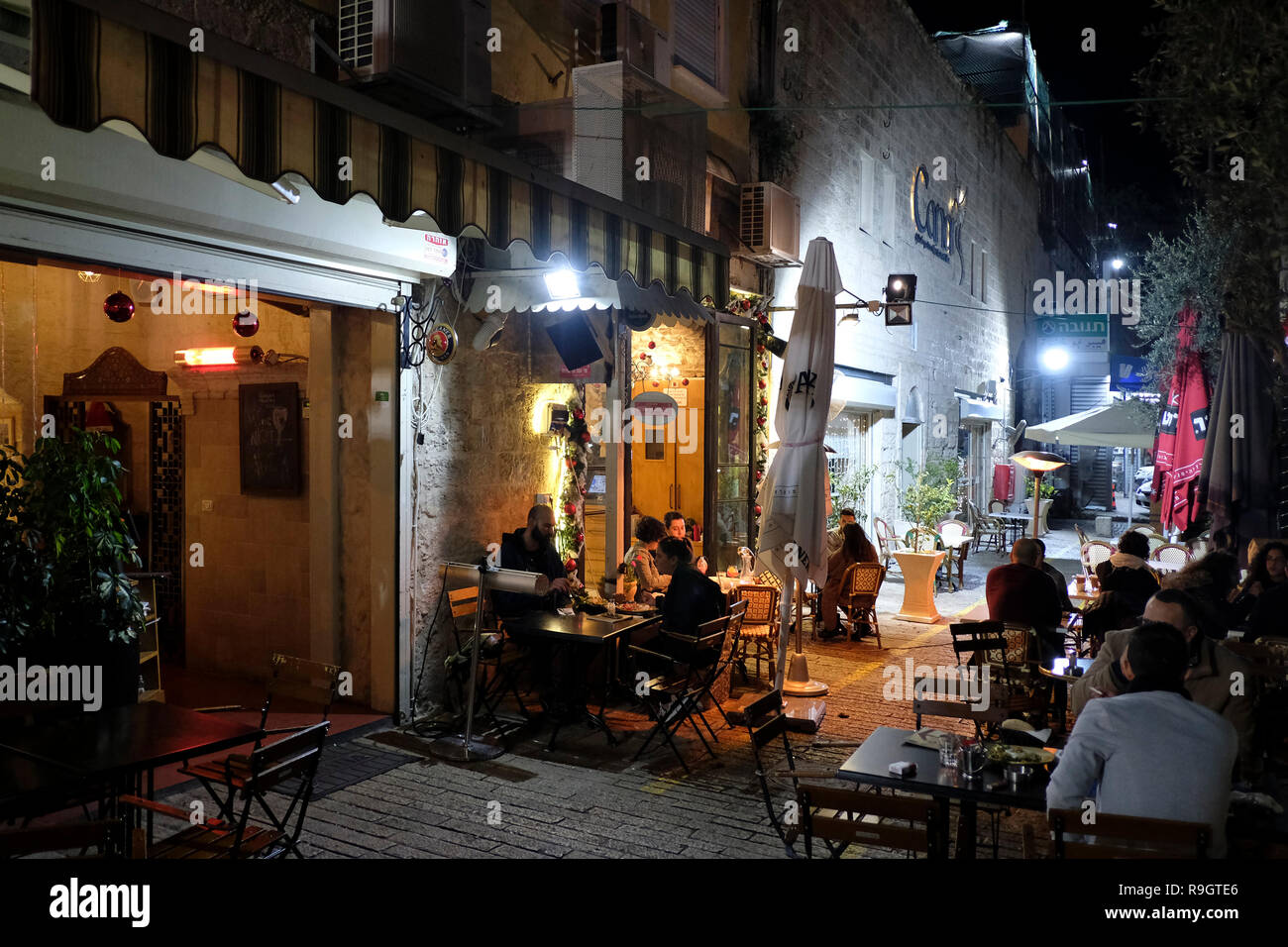 People sitting in coffee houses in the old city of Nazareth Northern ...