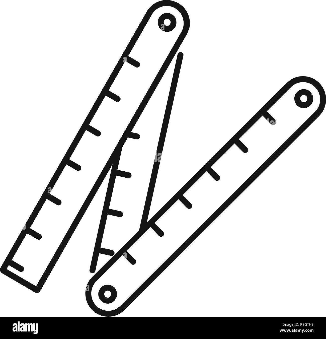 Measurement construct ruler icon. Outline measurement construct ruler ...