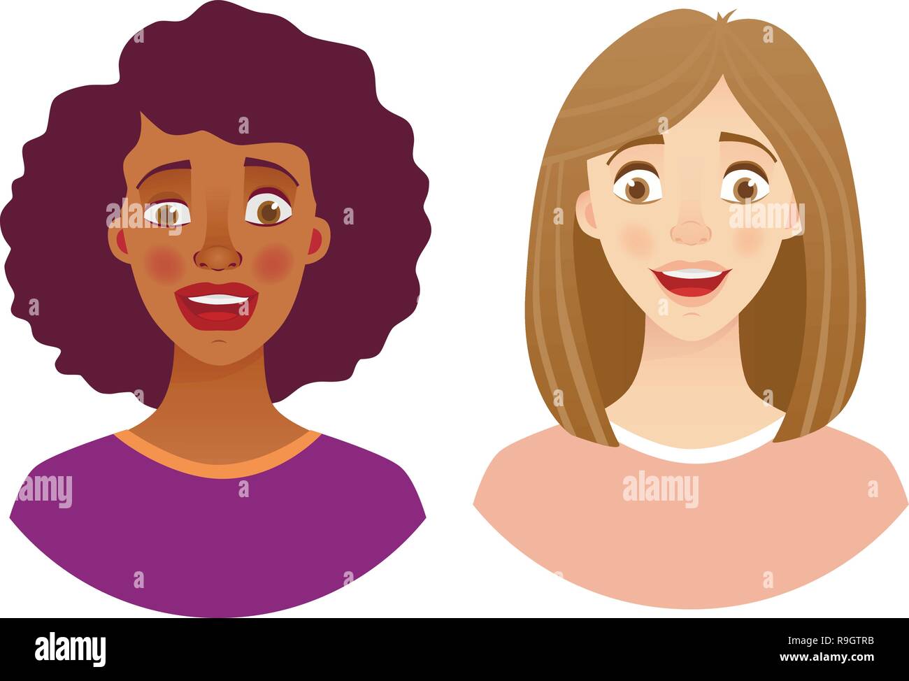 Portrait woman. Emotions of woman face. Vector illustration set Stock ...